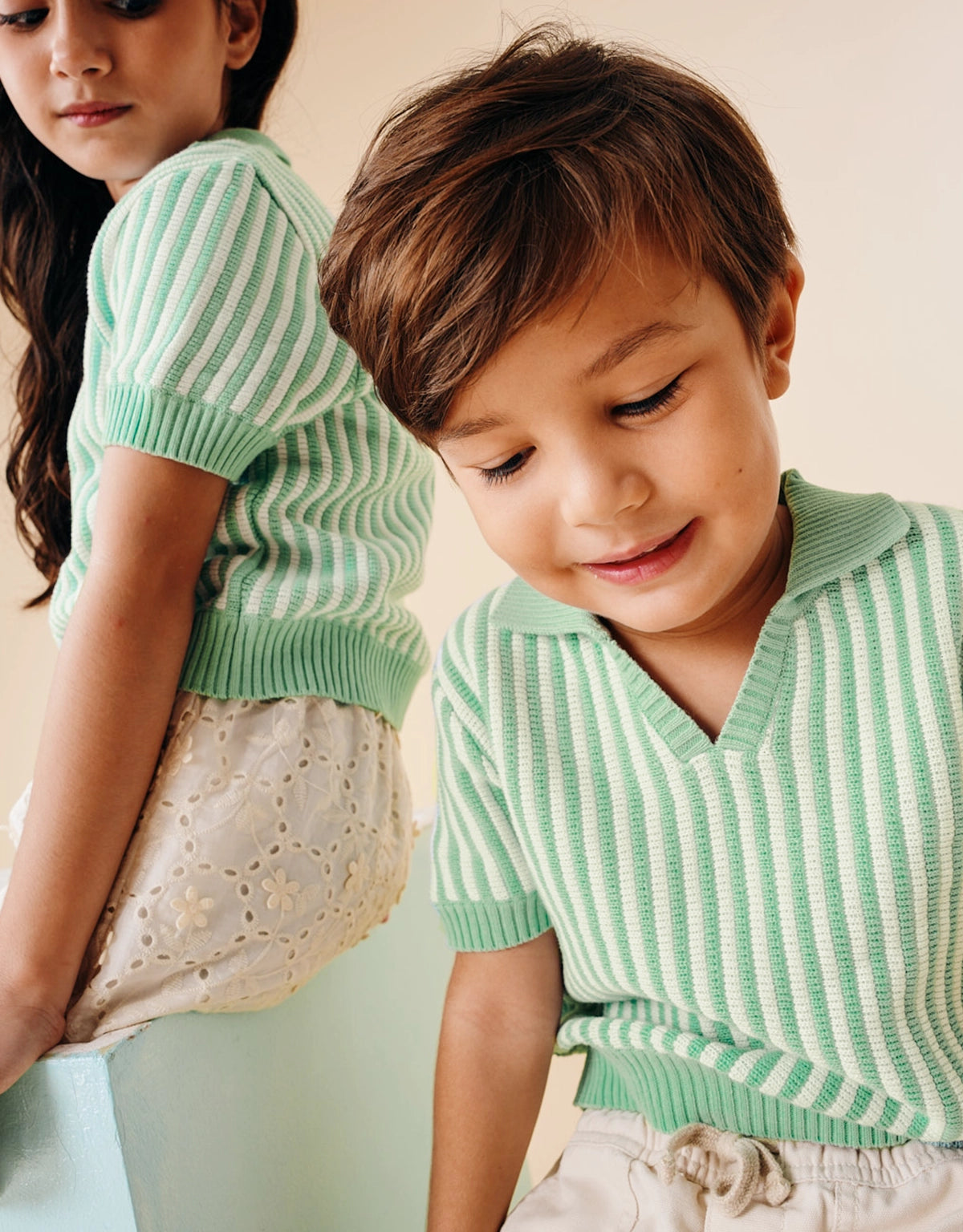 WAYLON VERTICAL STRIPE CROCHET-STYLE KNIT POLO SHIRT – Gingersnaps