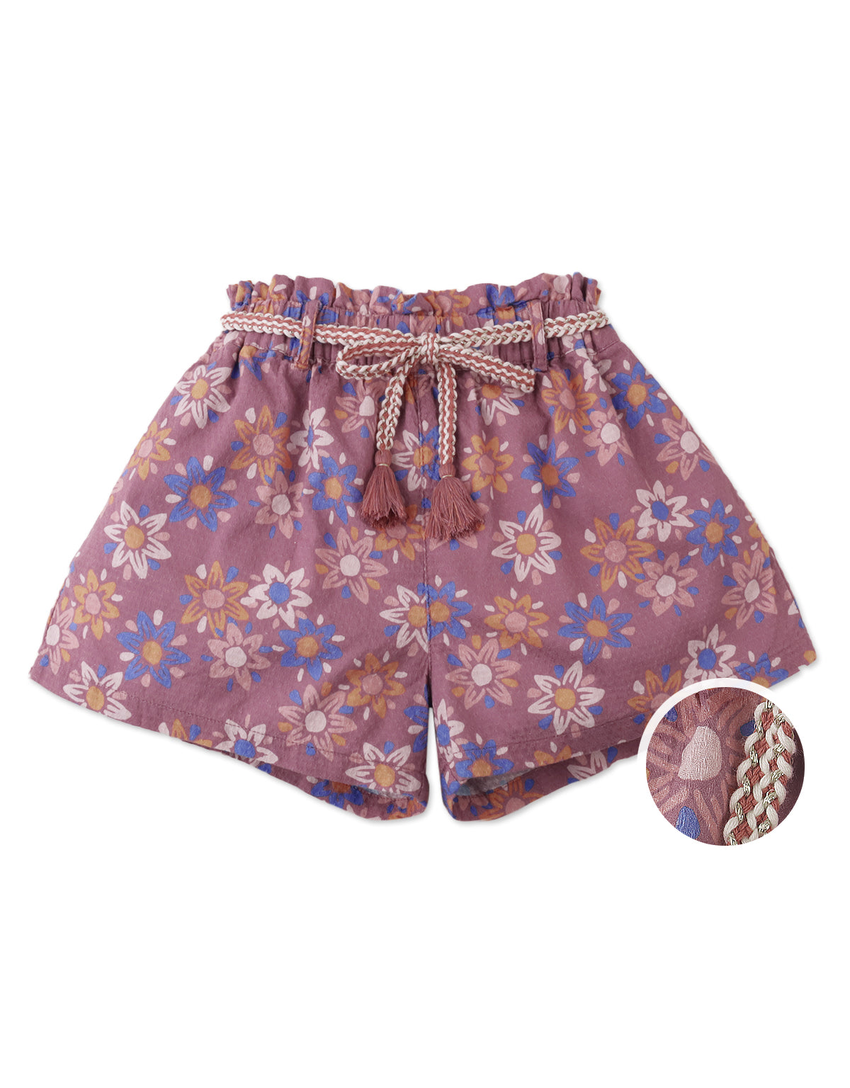 MYKA PRINTED DOBBY FLOWY SHORTS WITH BELT AND TASSELS – Gingersnaps