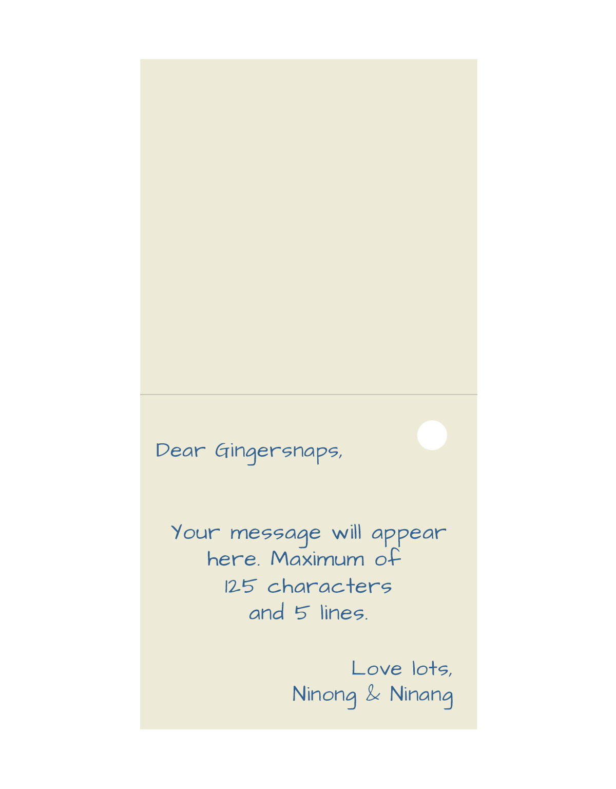 DEDICATION CARD – Gingersnaps