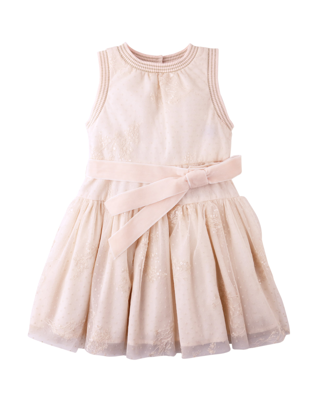 ALLISON SLEEVELESS DRESS EMBROIDERED BLOOM WITH BOW – Gingersnaps