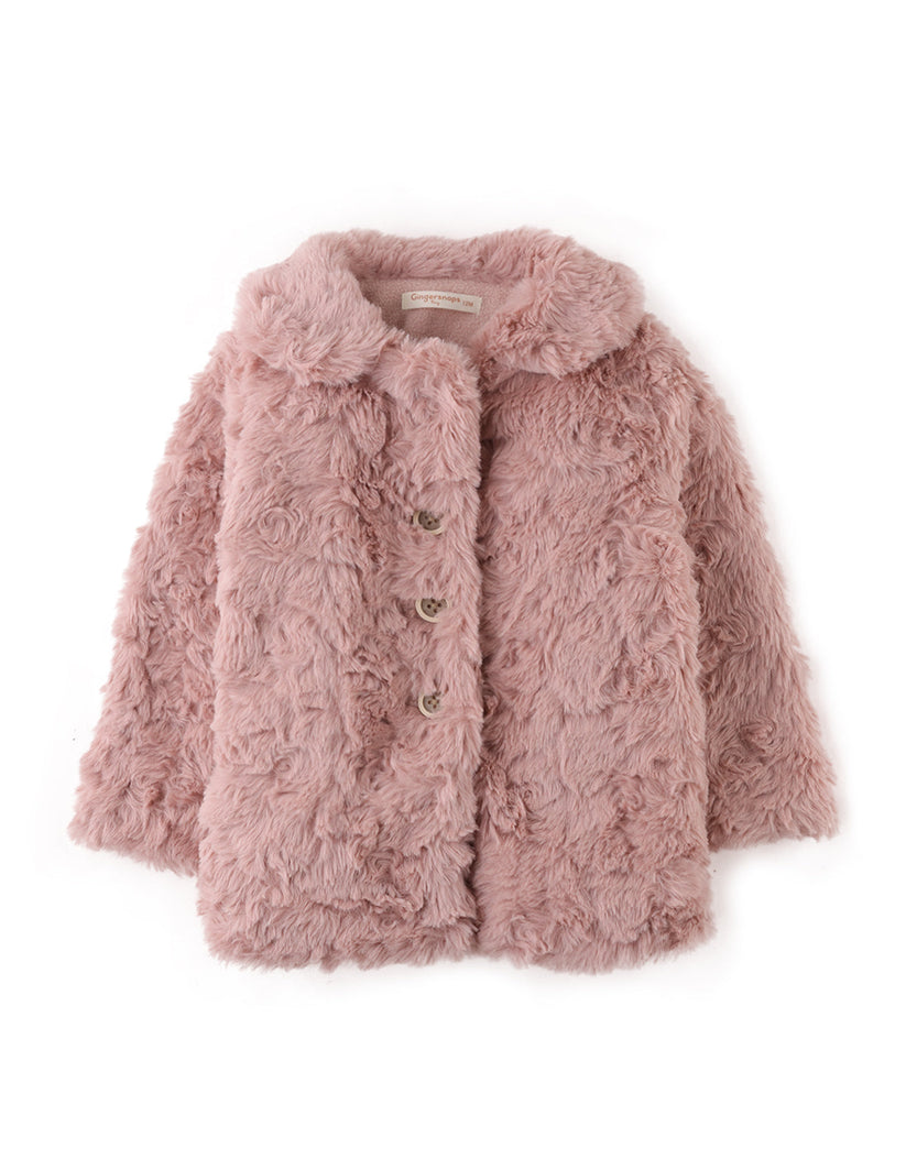 Baby Girls Faux Fur Coat with Collar | Gingersnaps